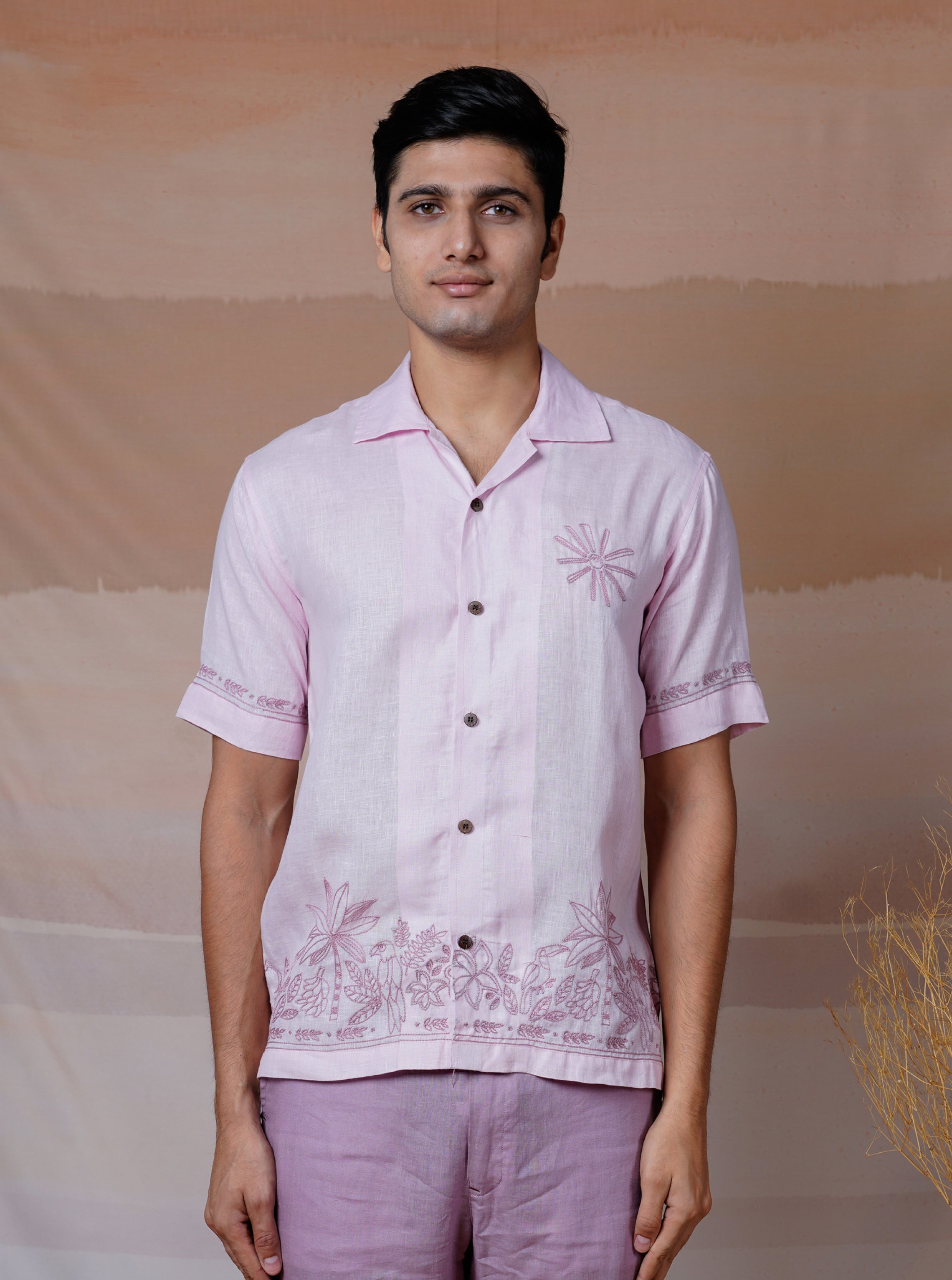 BOTANICAL BREEZE - HAND EMBROIDERED UNISEX LINEN SHIRT – Houseofcultura